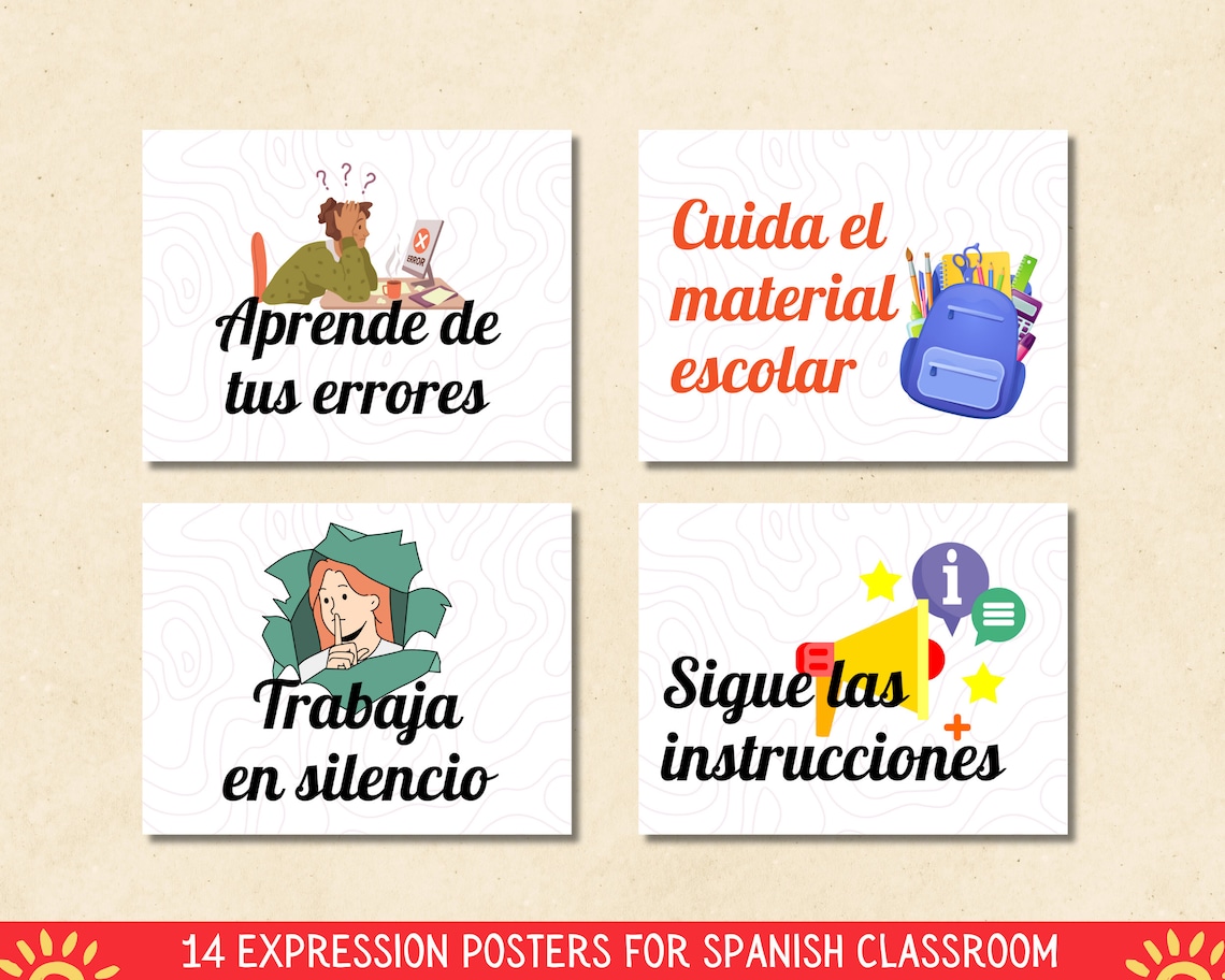 Spanish Classroom Rules Poster Set, Educational Wall Art Decor ...