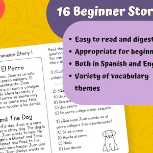 Spanish Beginner Worksheet Bundle, Stories With Vocabulary, Printable ...