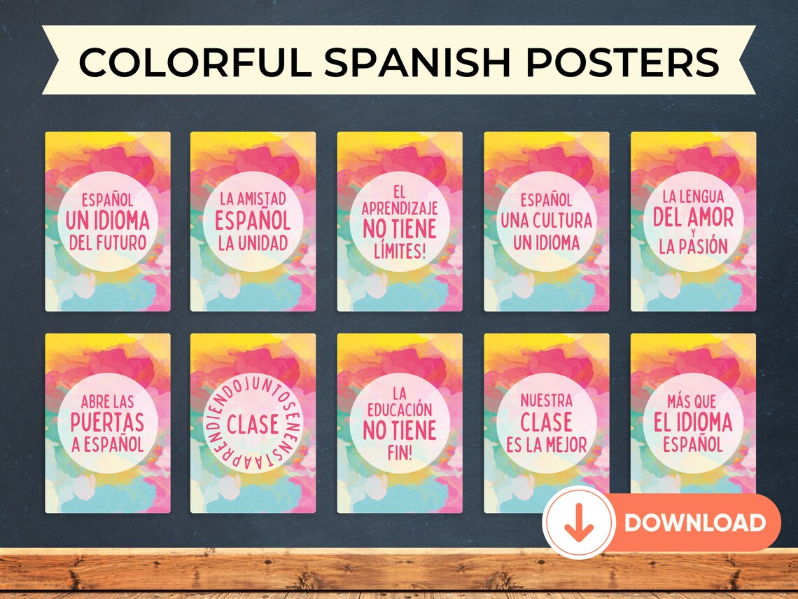 Spanish Classroom Motivational Printable Poster Set, Spanish Classroom ...