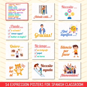 Spanish Classroom Phrases Poster Set, Educational Wall Art Decor ...