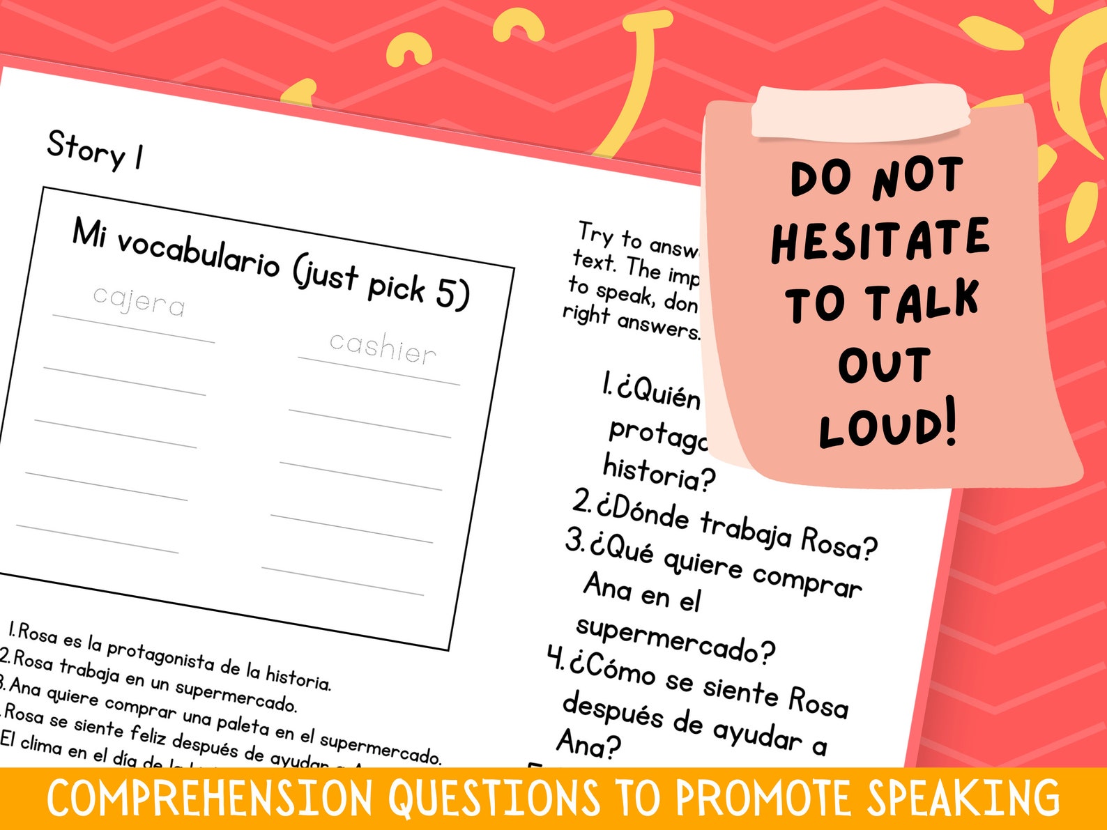 Spanish Beginner Worksheet Bundle, Stories With Vocabulary, Printable ...