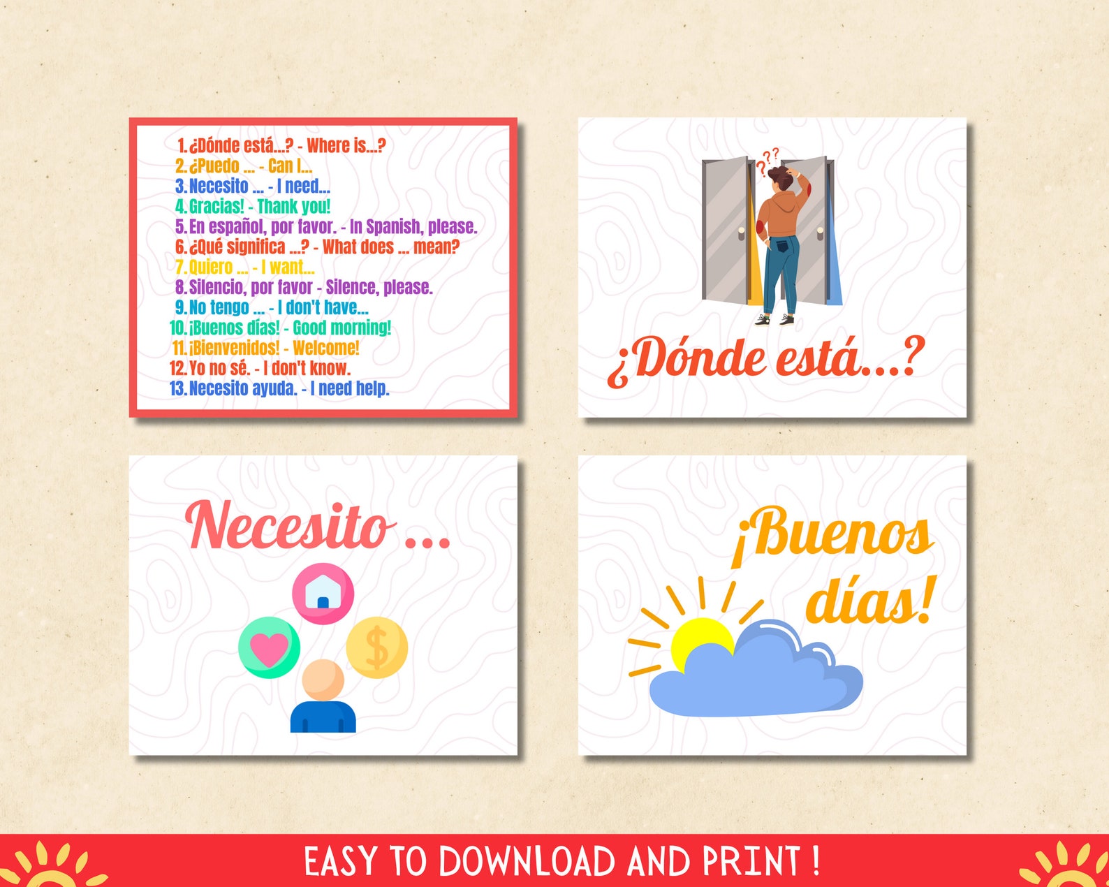 Spanish Classroom Phrases Poster Set, Educational Wall Art Decor ...