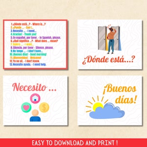 Spanish Classroom Phrases Poster Set, Educational Wall Art Decor ...
