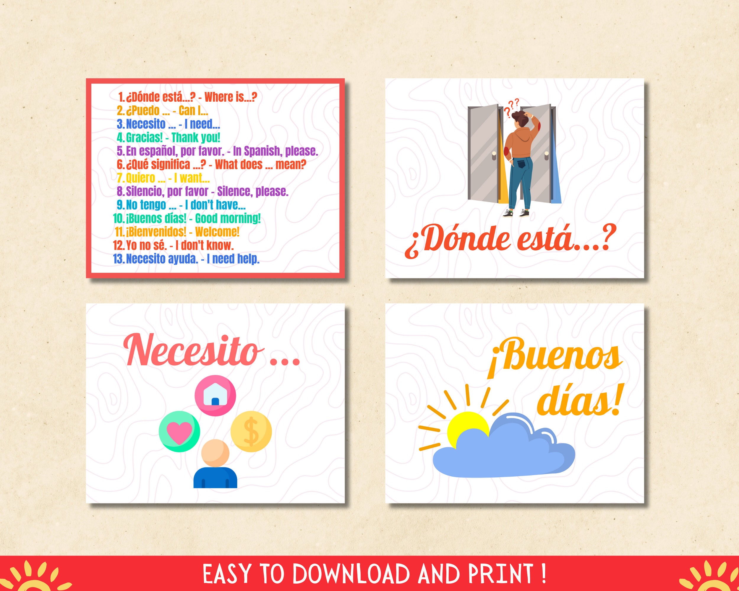 Spanish Classroom Phrases Poster Set, Educational Wall Art Decor ...