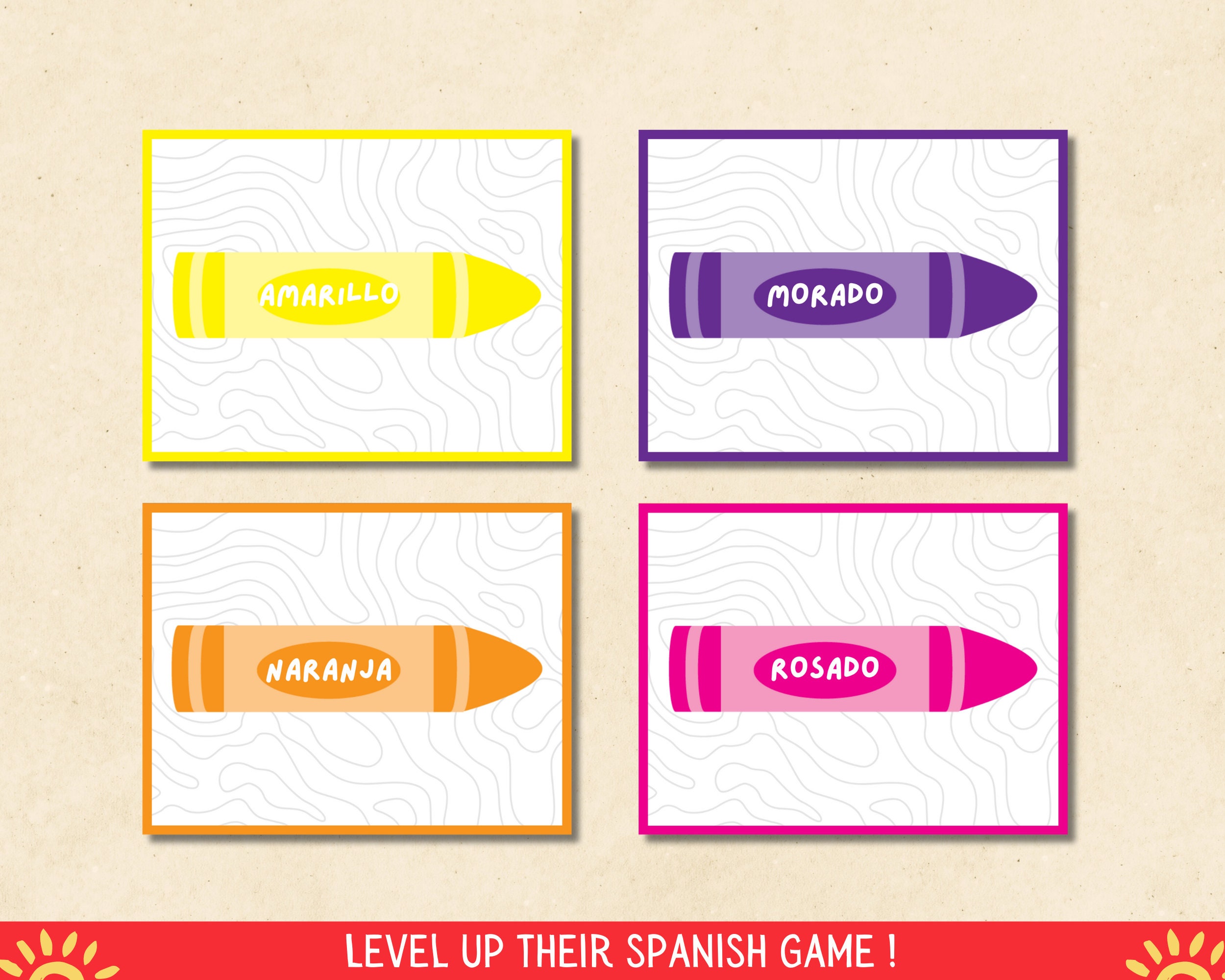 Spanish Colors Crayon Poster Set, Educational Wall Art Decor, Bilingual ...