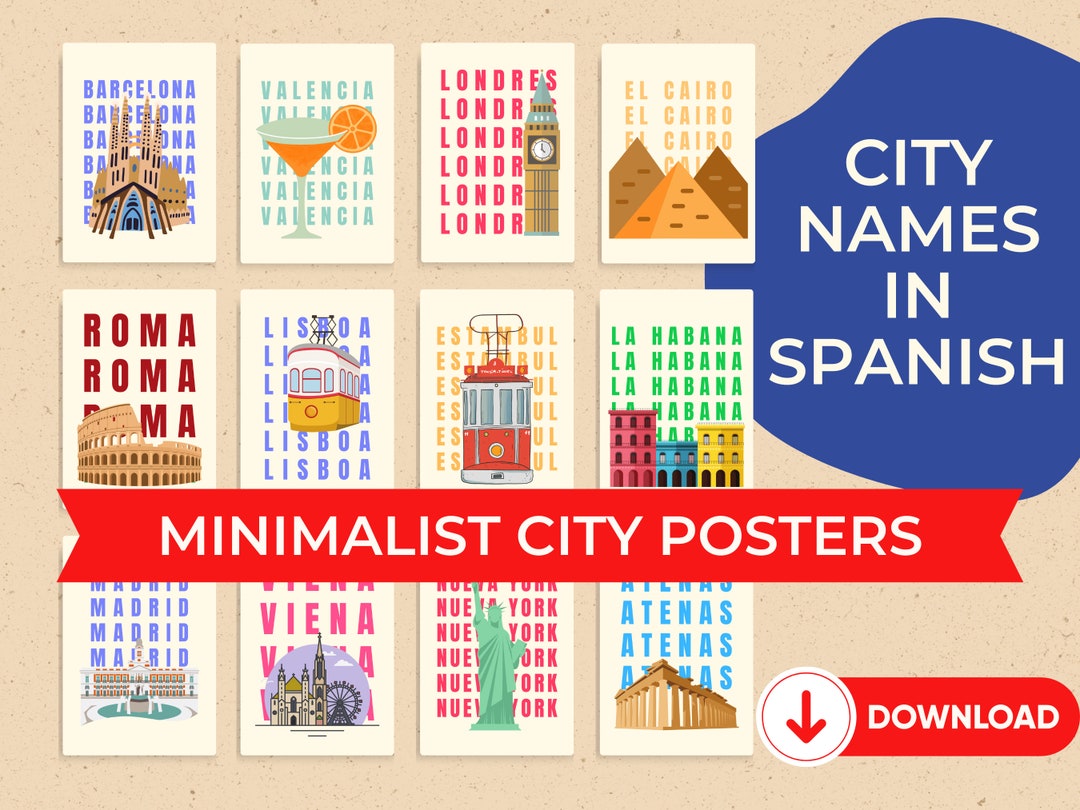 Minimalist City Posters for Spanish Classroom, for Spanish Teachers ...