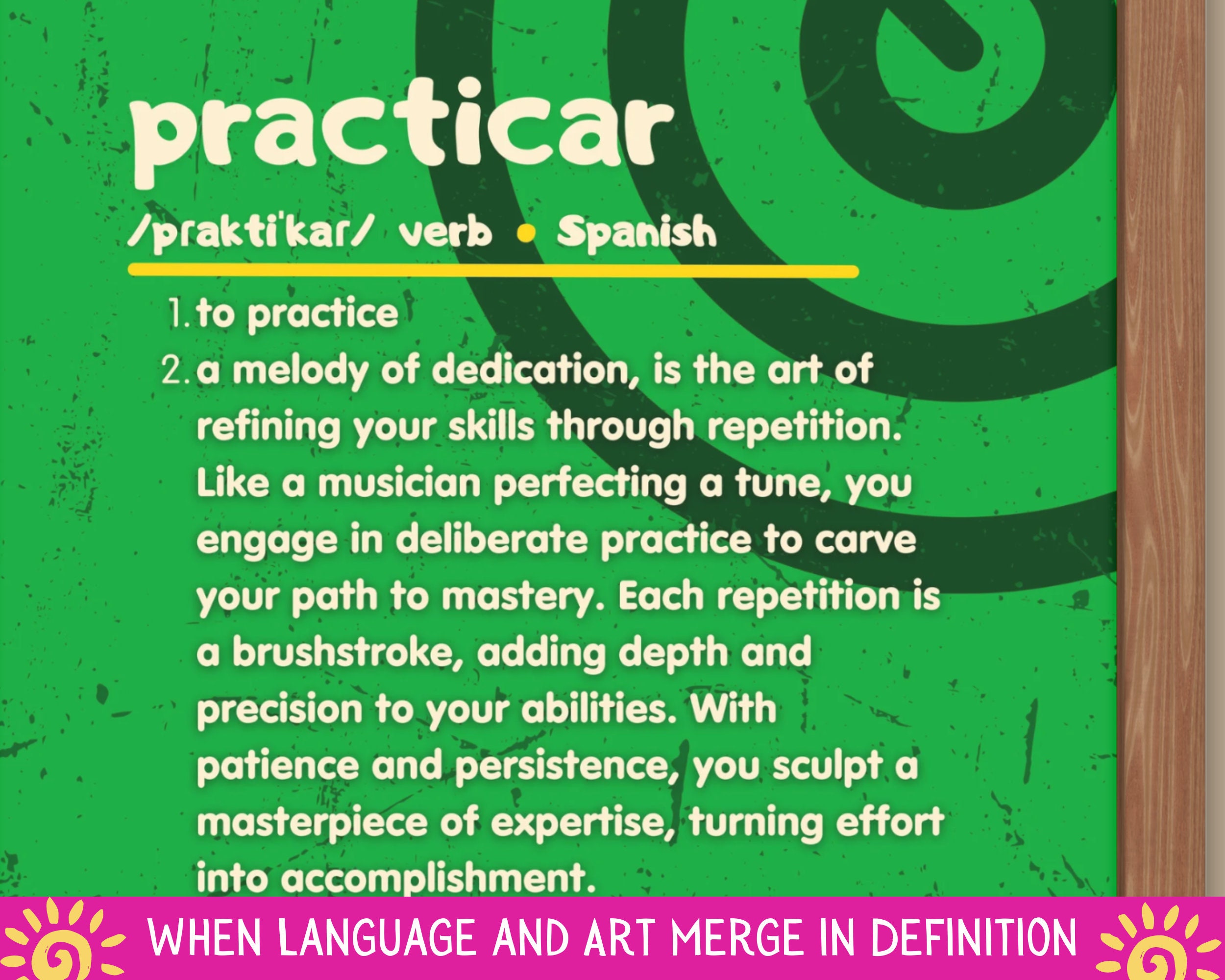 Practicar Definition Wall Art, Printable Classroom Decoration, Spanish ...