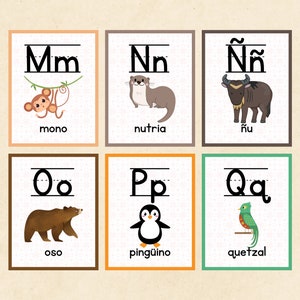 Spanish Alphabet Classroom Poster Set, Educational Wall Art Decor ...