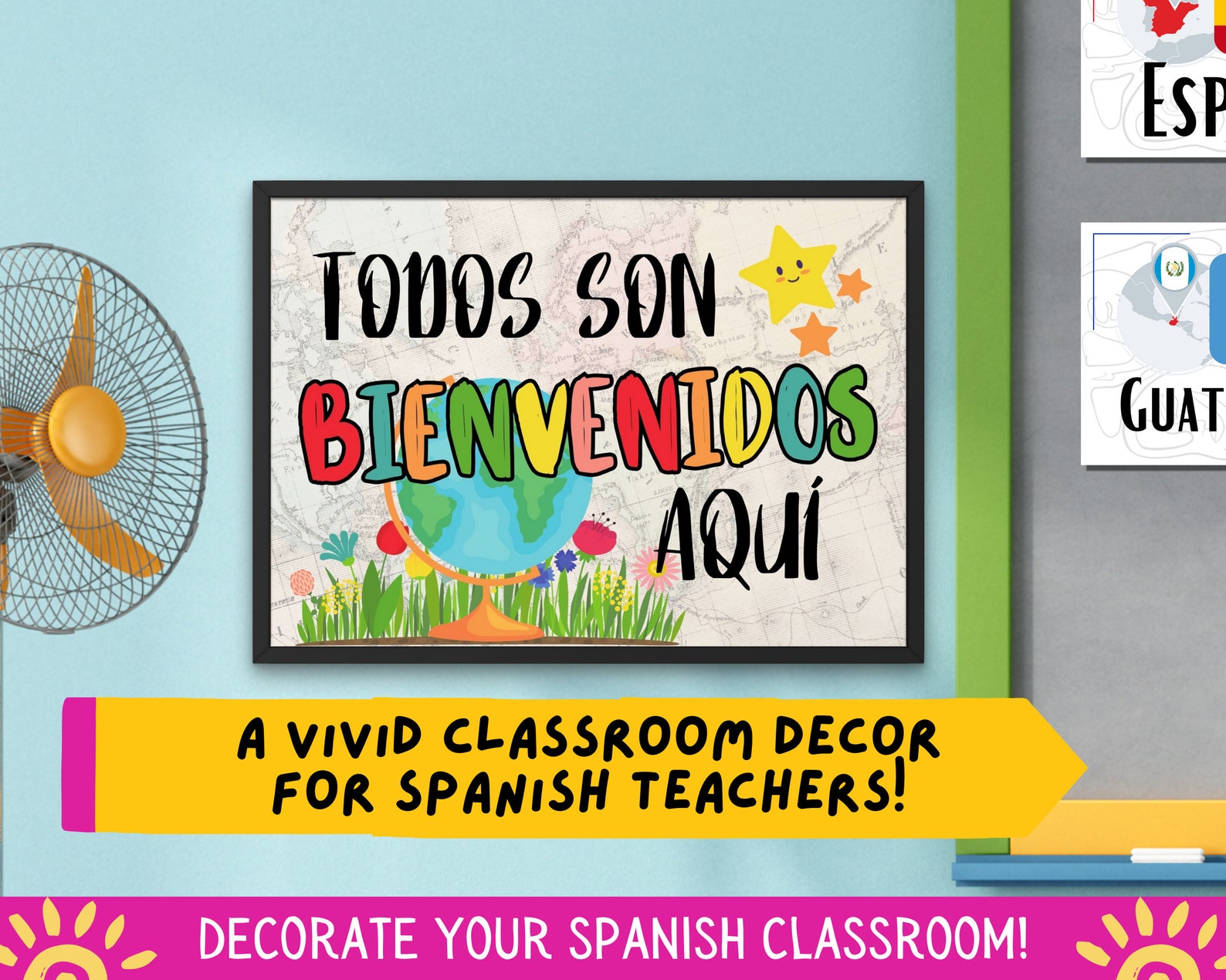 Todos Son Bienvenidos Poster, Spanish Classroom Printable, Motivational ...