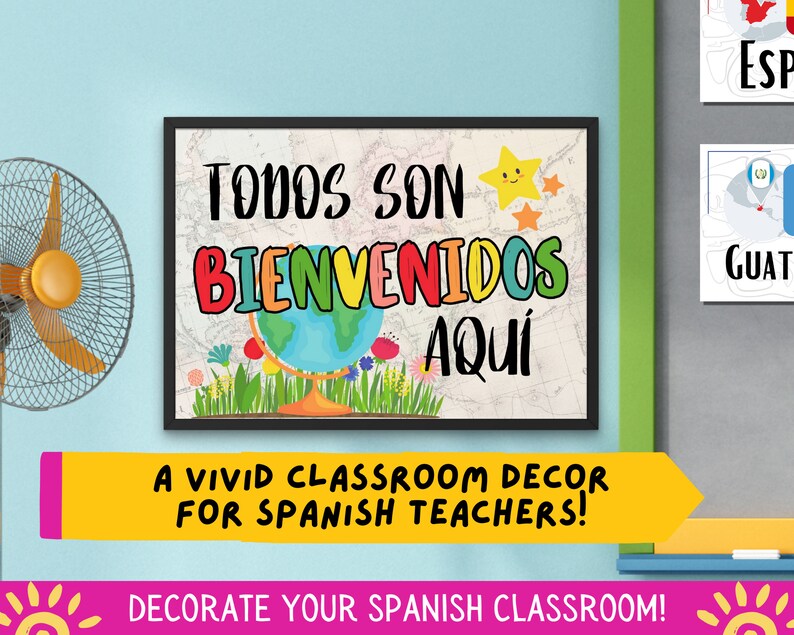 Todos Son Bienvenidos Poster, Spanish Classroom Printable, Motivational ...