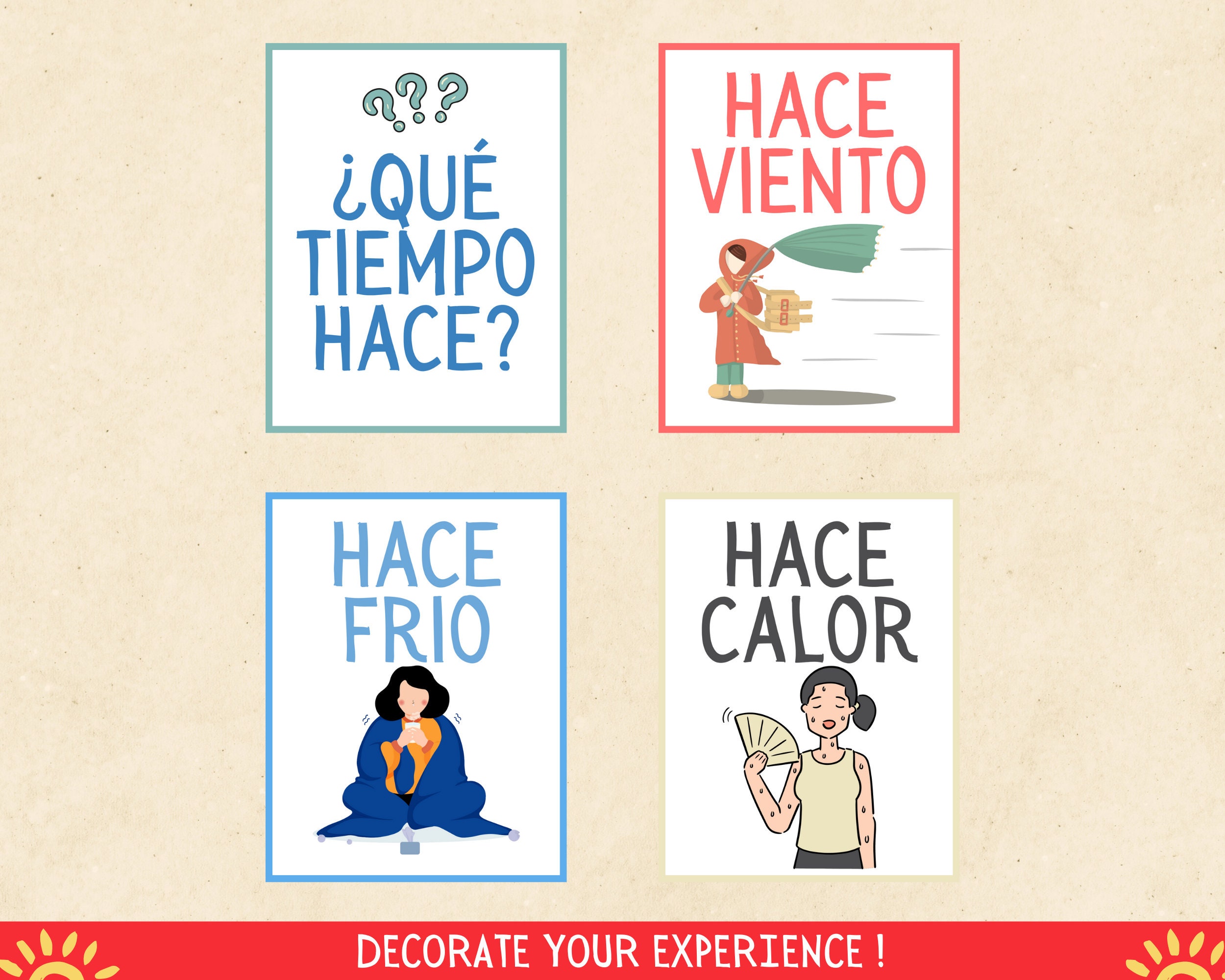 Spanish Weather Classroom Poster Set, Educational Wall Art Decor ...
