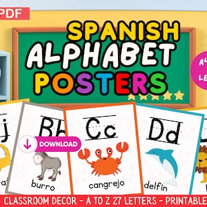 Spanish Alphabet Classroom Poster Set, Educational Wall Art Decor ...