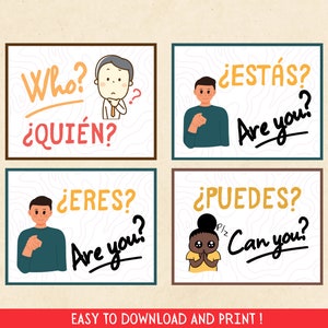 Spanish Question Words Poster Set, Educational Wall Art Decor ...