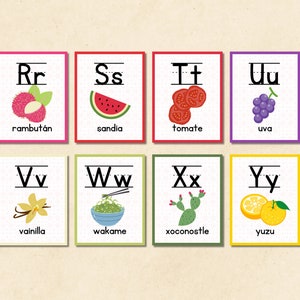 Spanish Alphabet Classroom Poster Set, Fruits&vegetables, Educational ...