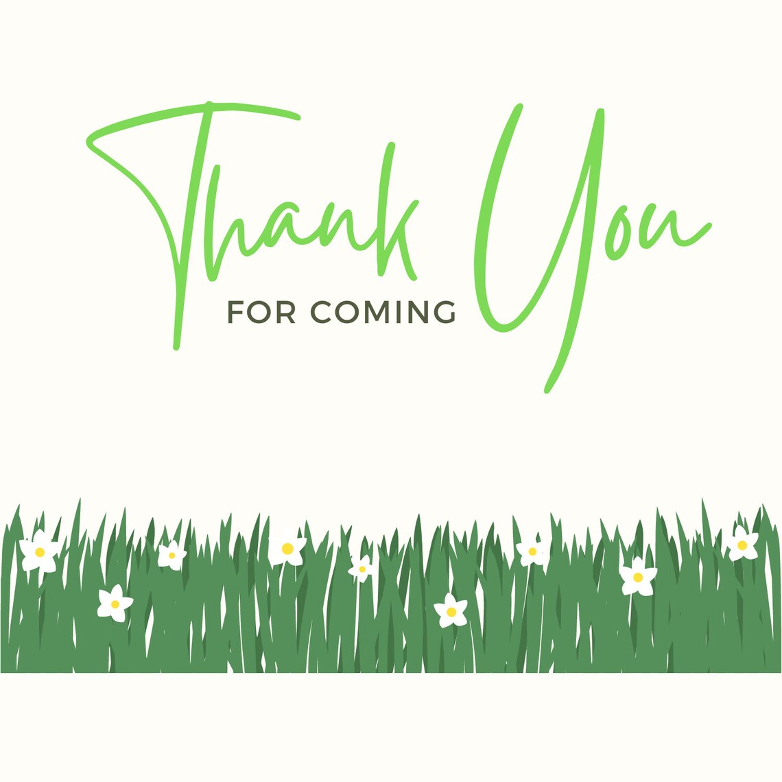 Green Grass Floral Wedding Thank You Card - Etsy