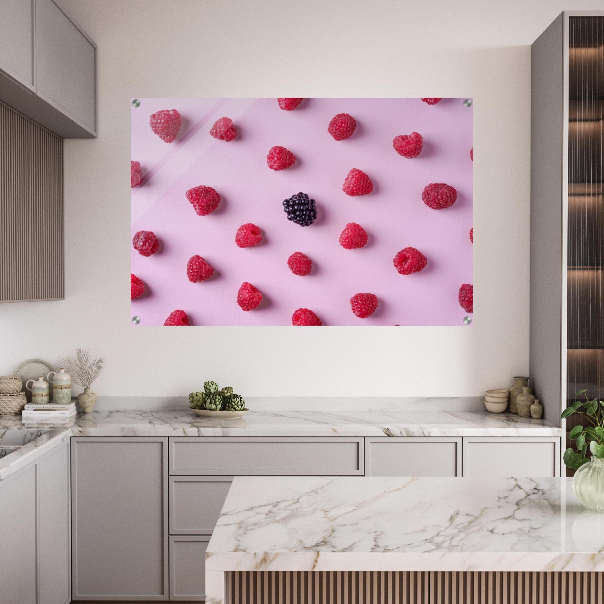 Acrylic Wall Art Fruit Wall Decor Raspberry Large Wall Print Modern ...