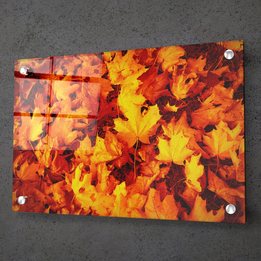 Acrylic Wall Art Maple Leaf Wall Decor Autumn Large Wall Print Modern ...