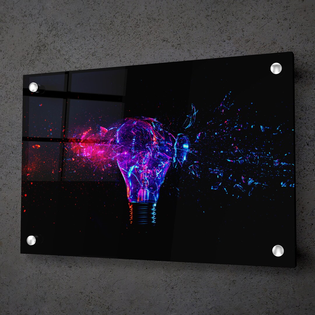Acrylic Wall Art Neon Light Bulb Light Bulb Wall Decor Large Wall Print ...