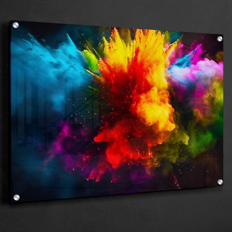 Acrylic Wall Art Abstract Color Explosion Wall Art Large Wall Decor ...