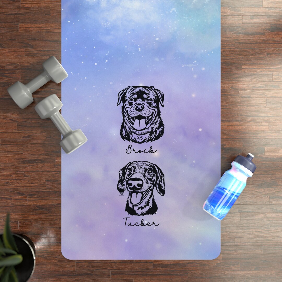 Personalized Dog Mom Yoga Mat, Custom Yoga Mat for Dog Lover, Celestial ...