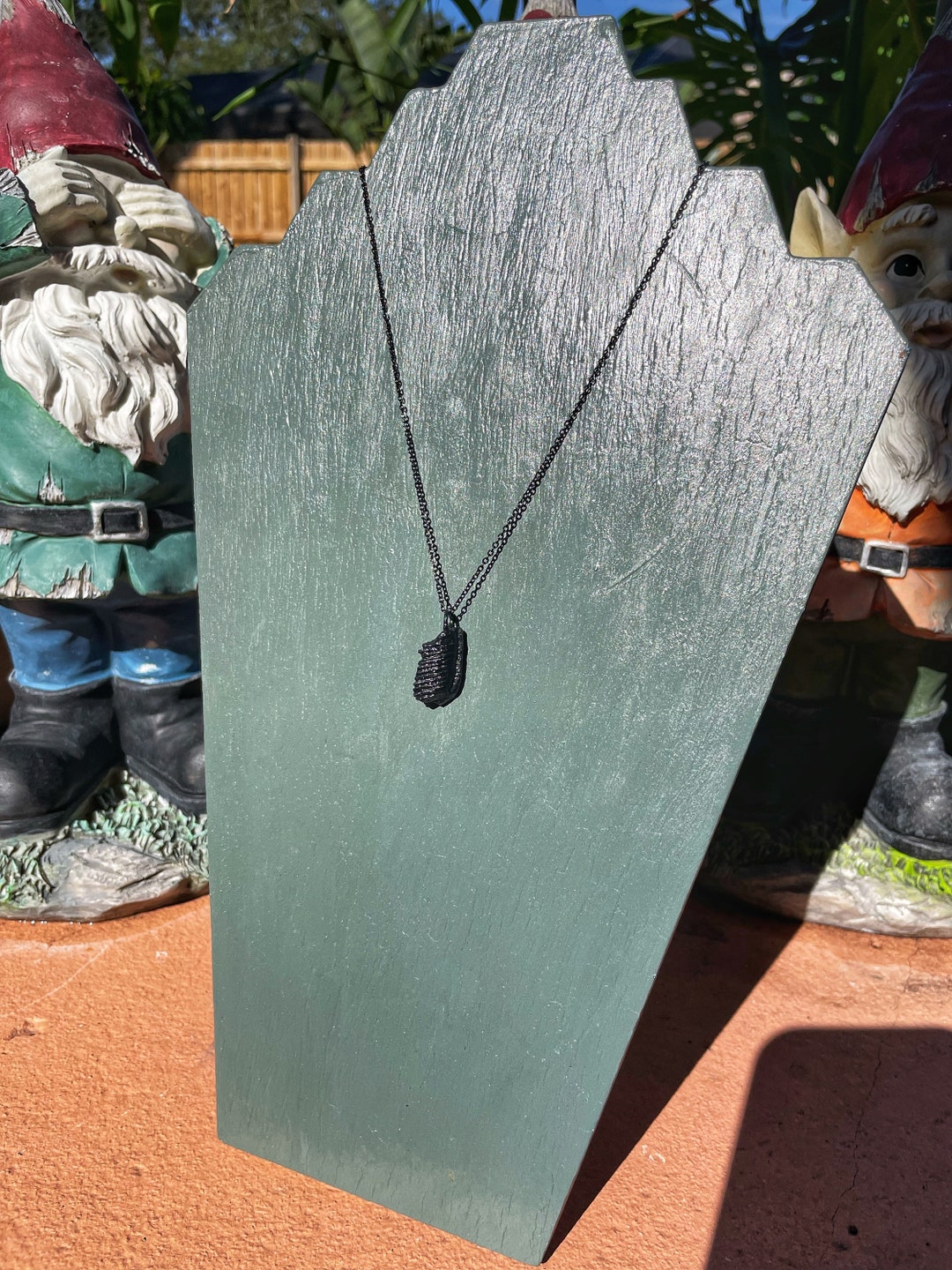 Stingray Teeth Mouth Plate Fossil Stainless Steel Black Chain Necklace ...