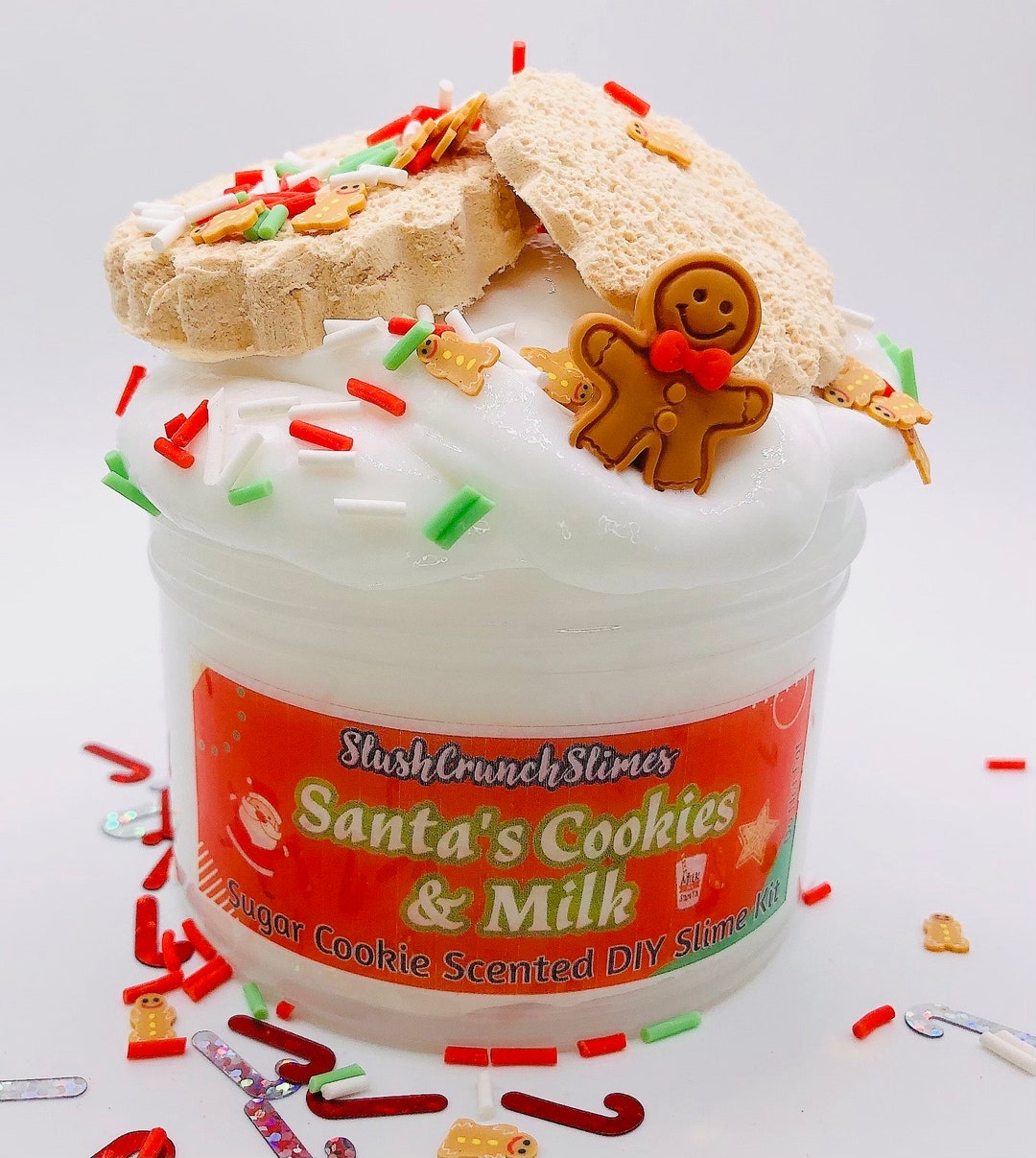 Santas Cookies & Milk Slime, DIY Slime, Clay Kit Slime, Crunchy Slime ...