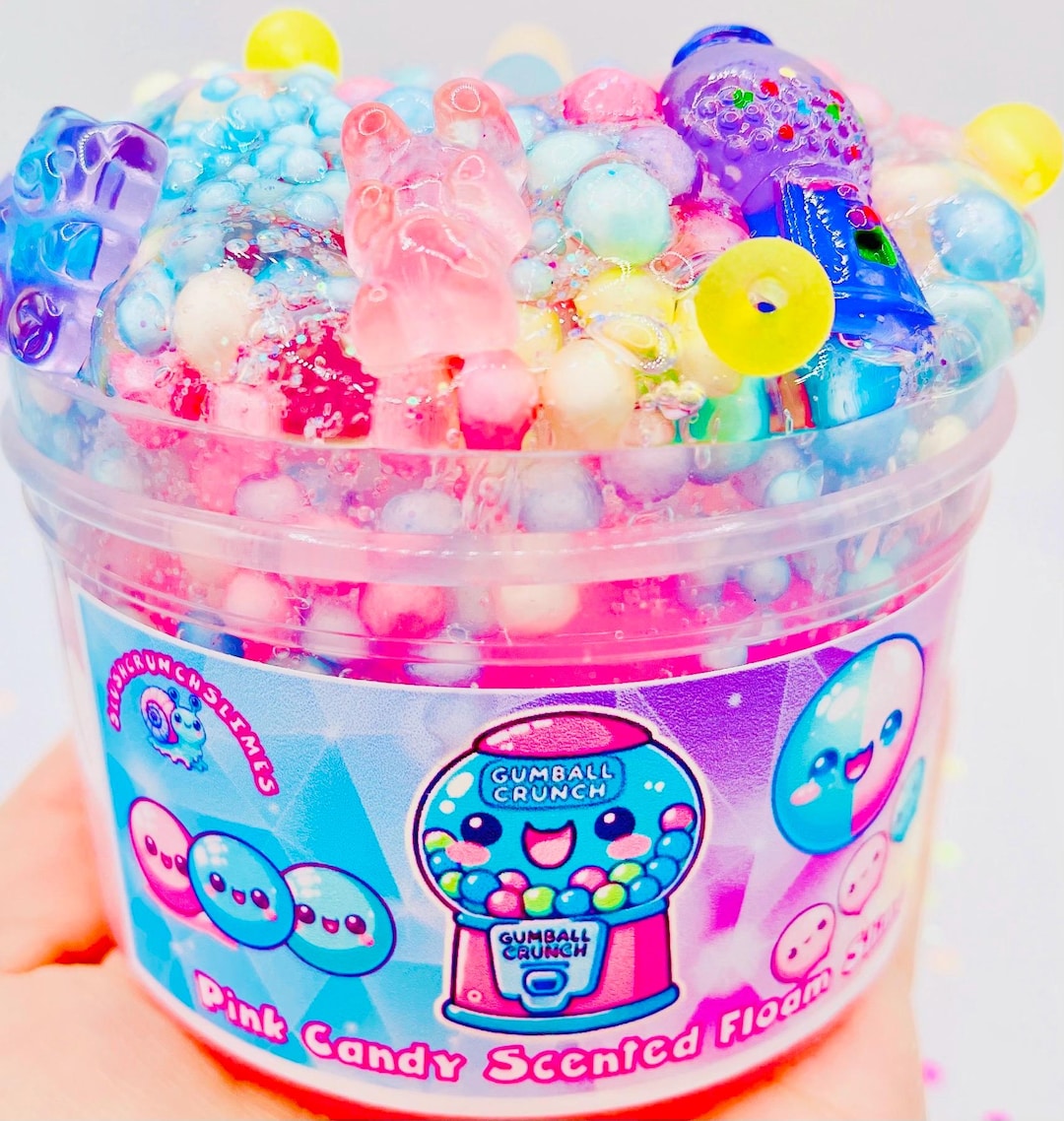 Gumball Crunch Floam Slime: Pink Candy Scented, Sprinkle Mix & Charms ...