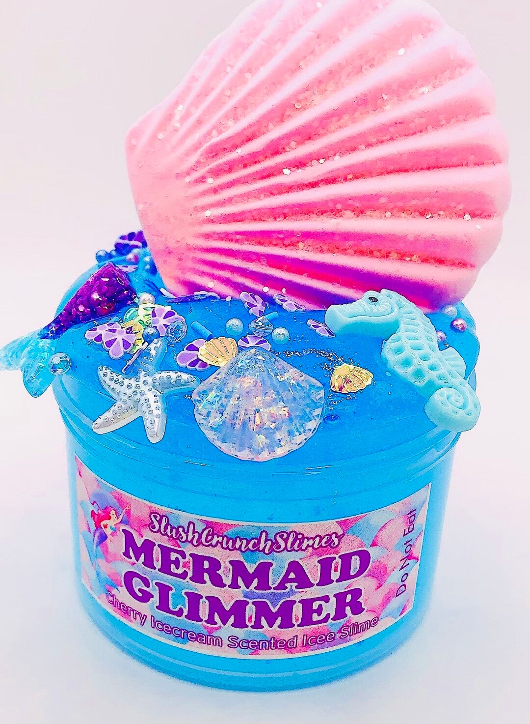 Mermaid Glimmer Icee Slime, Cherry Icecream Scent, Clay Seashell Charms ...
