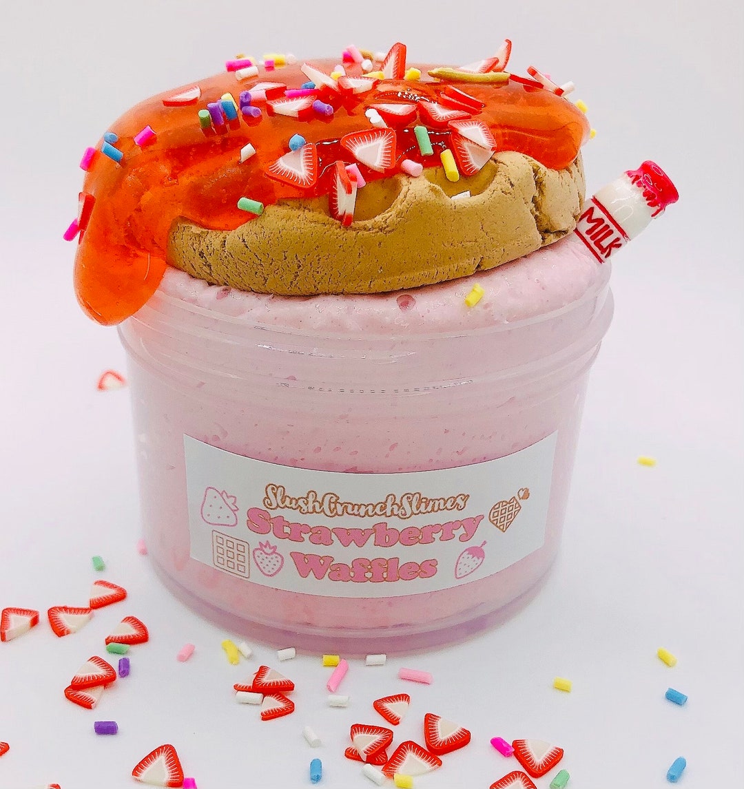 Strawberry Waffles Slime, Snow Fizz Slime, DIY Slime, Clear Slime ...