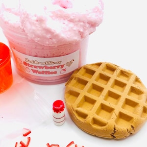 Strawberry Waffles Slime, Snow Fizz Slime, DIY Slime, Clear Slime ...