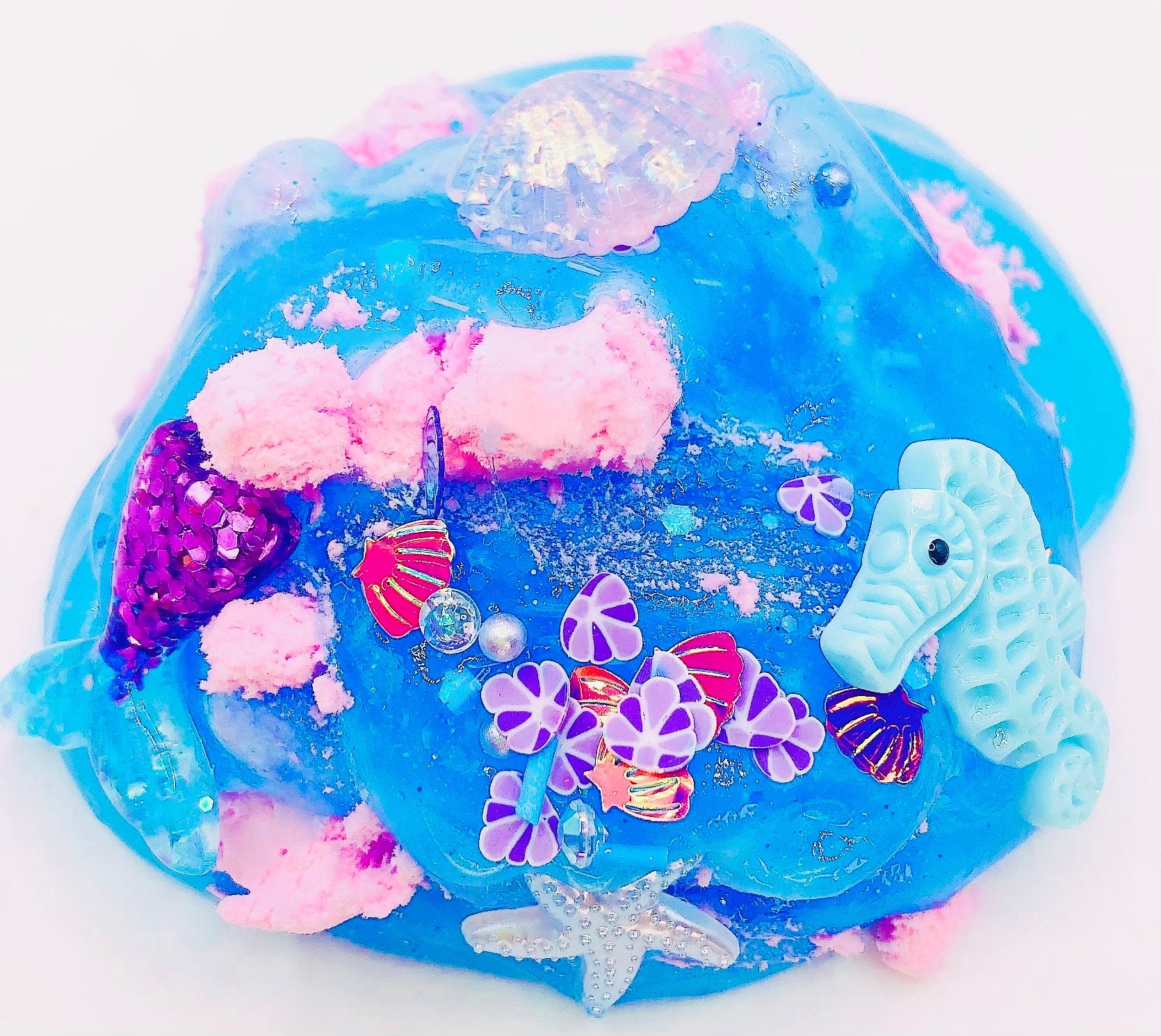 Mermaid Glimmer Icee Slime, Cherry Icecream Scent, Clay Seashell Charms ...