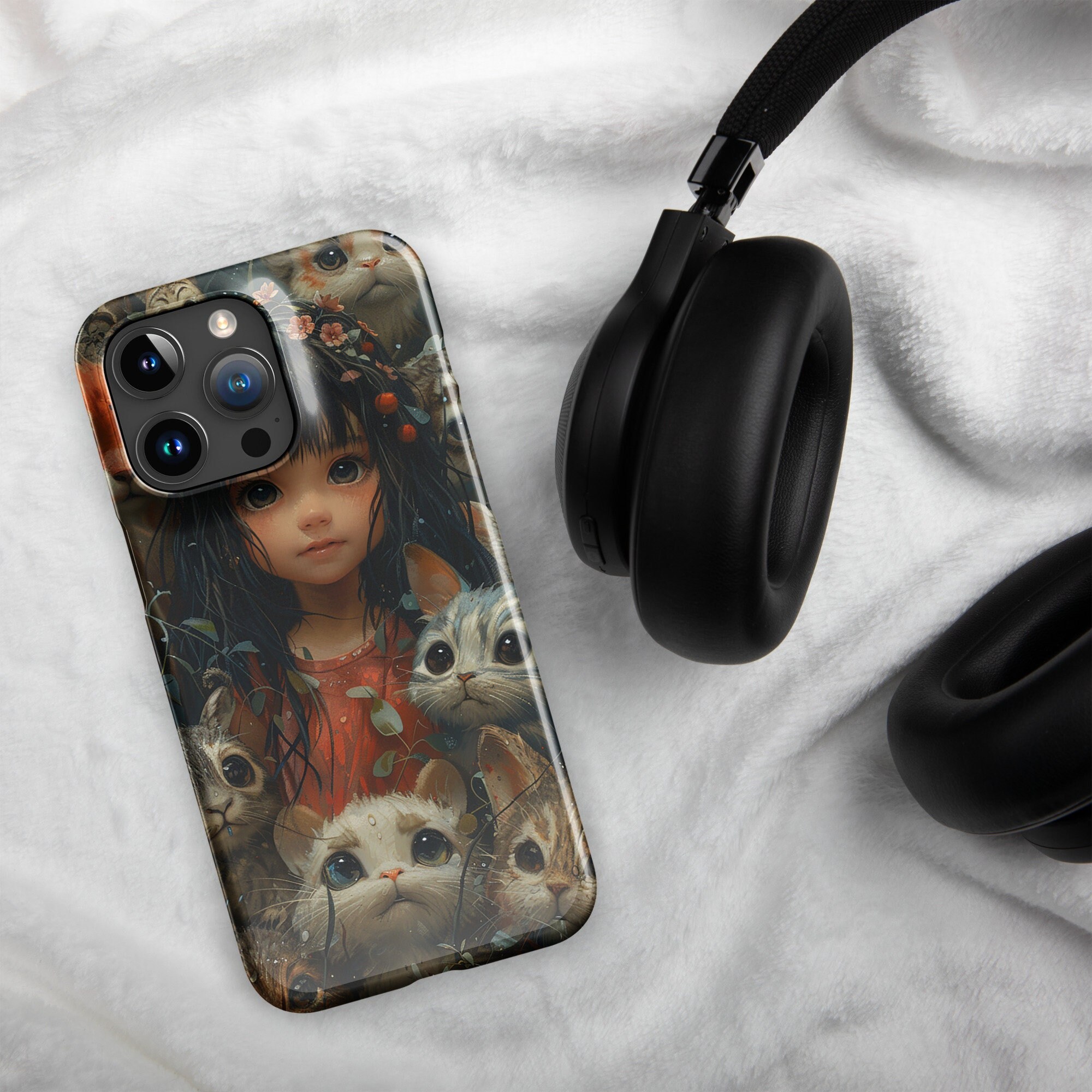 Kawaii Anime Cats iPhone 15 Case - Hayao Miyazaki Inspired Cat Collage ...