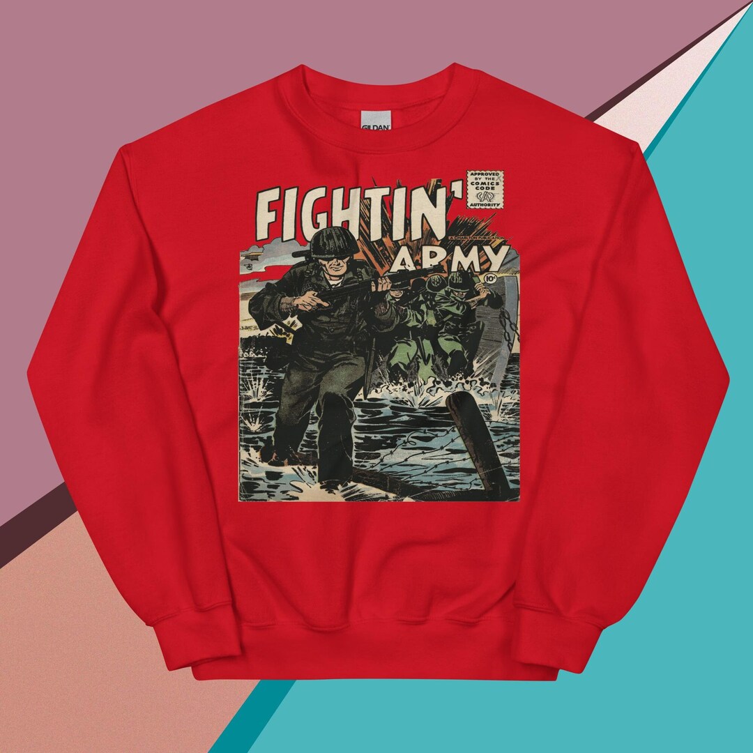Golden Age Superhero Comic Book Print Sweatshirt - Unisex Crew Neck Top ...