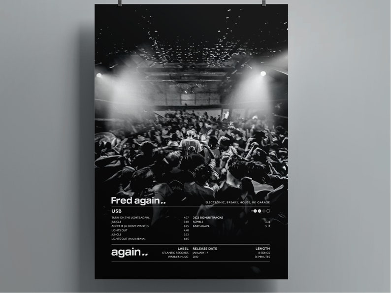 Fred Again Usb Album Artwork Poster Print Tracklist Wall Art Infographic Etsy Hong Kong