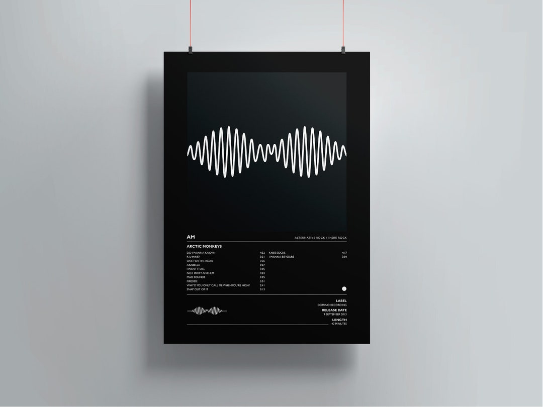Arctic Monkeys AM Album Artwork / tracklist poster / Album music cover printing / Music album ...