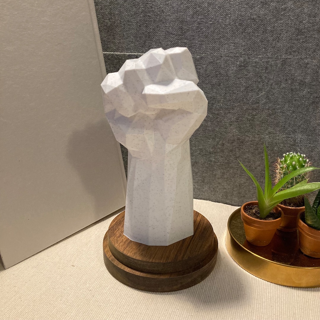 Fist Hand Statue: Low Poly Geometric Hand Gesture - Nordic Style ...