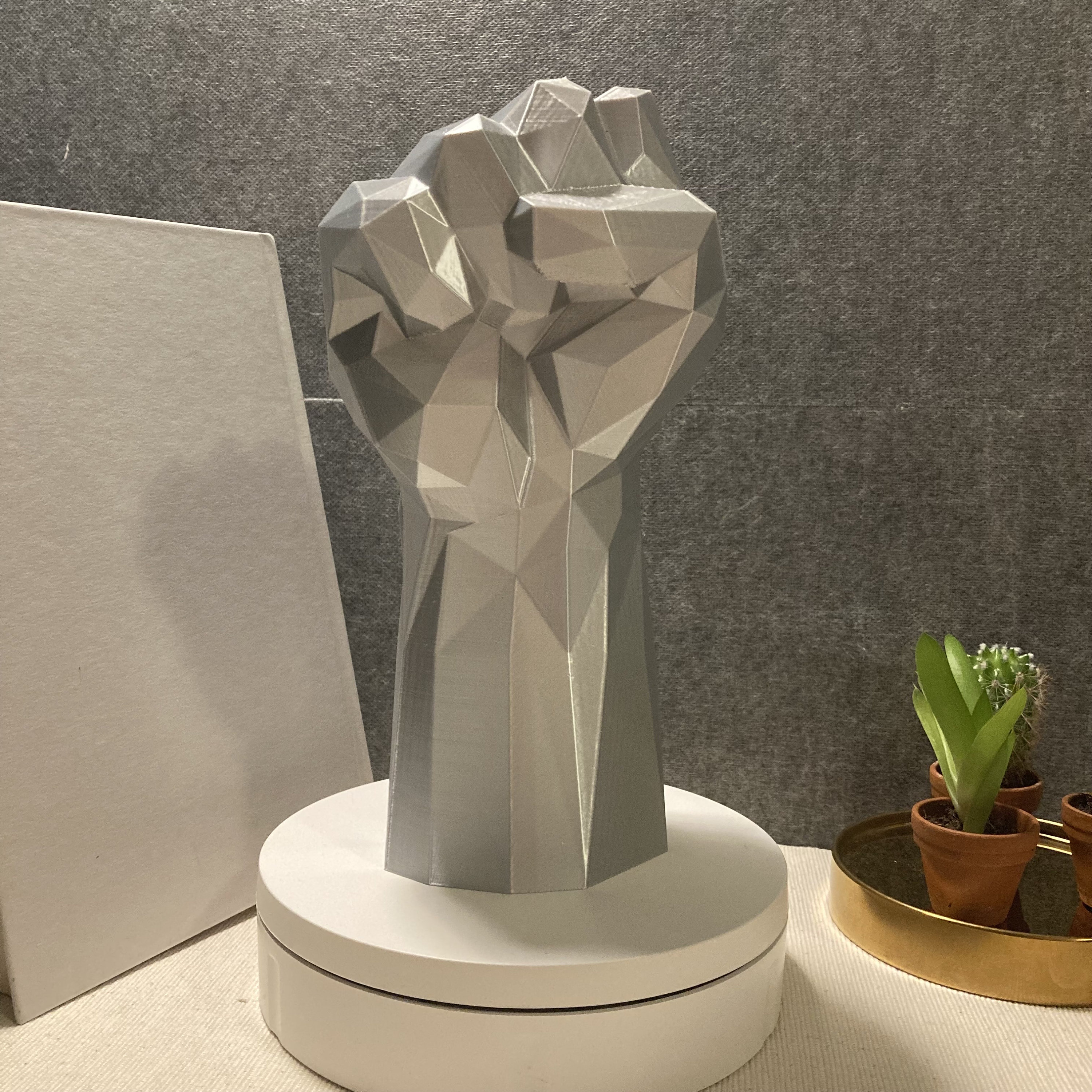 Fist Hand Statue: Low Poly Geometric Hand Gesture - Nordic Style ...