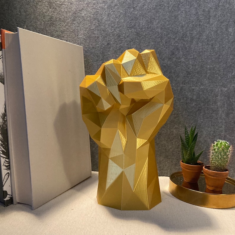 Fist Hand Statue: Low Poly Geometric Hand Gesture - Nordic Style ...