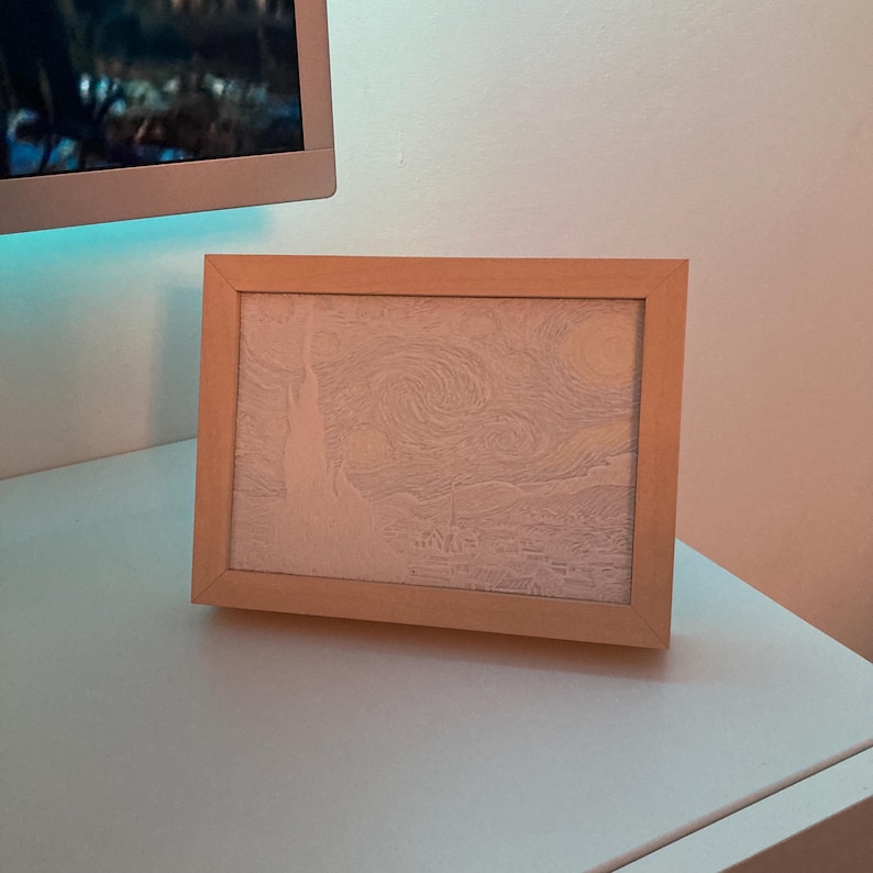Van Gogh Starry Night LED Light Box | 3D Printed Illuminated Shadow Box ...