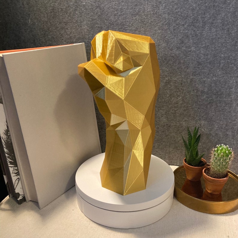 Fist Hand Statue: Low Poly Geometric Hand Gesture - Nordic Style ...