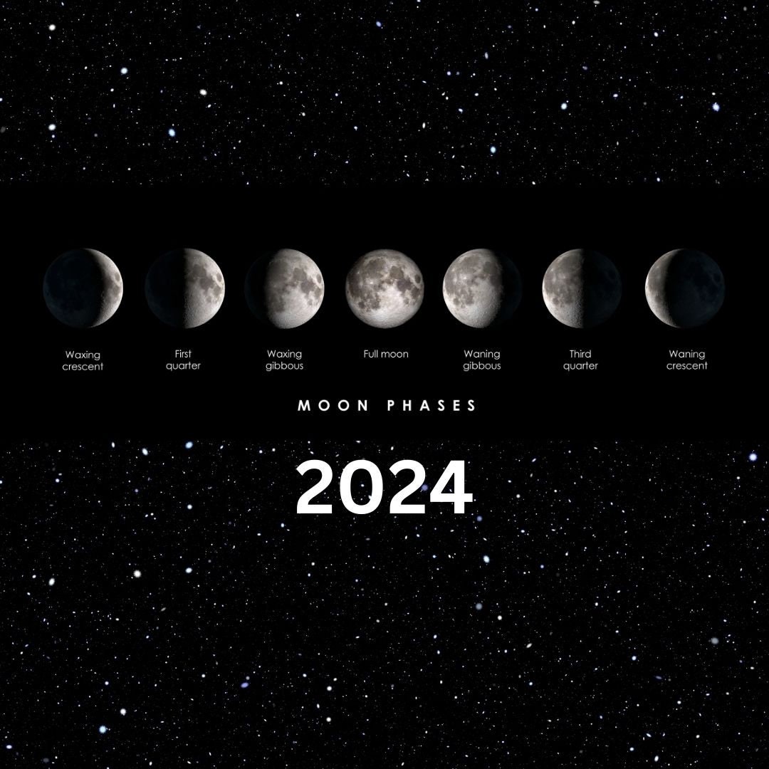 Moon Calendar 2024 Poster Calendar Lunar Calendar Northern Hemisphere ...