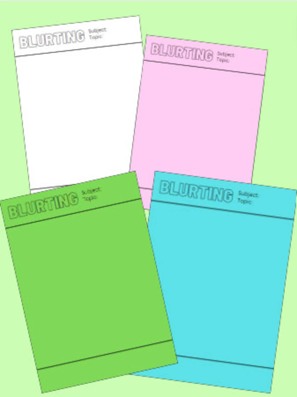 Blurting Template for Revision Template for iPad Template for Student ...