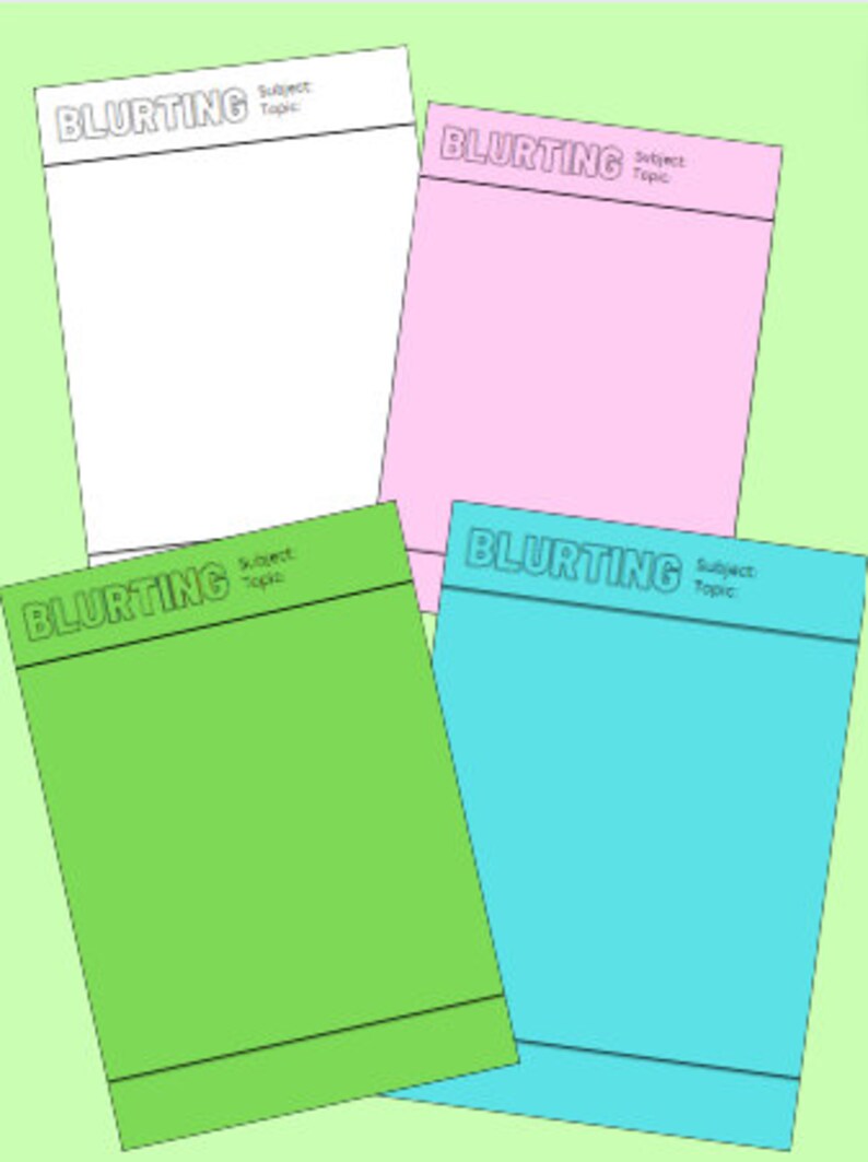 Blurting Template for Revision Template for iPad Template for Student ...