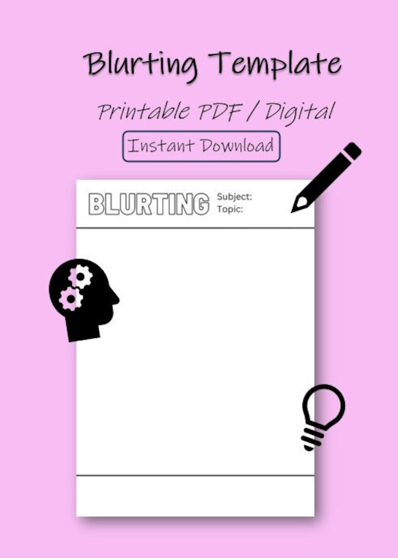 Blurting Template for Revision Template for iPad Template for Student ...