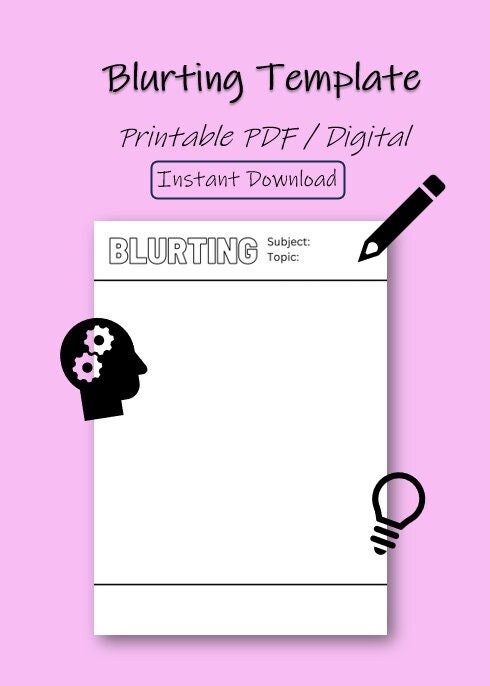 Blurting Template for Revision Template for iPad Template for Student ...