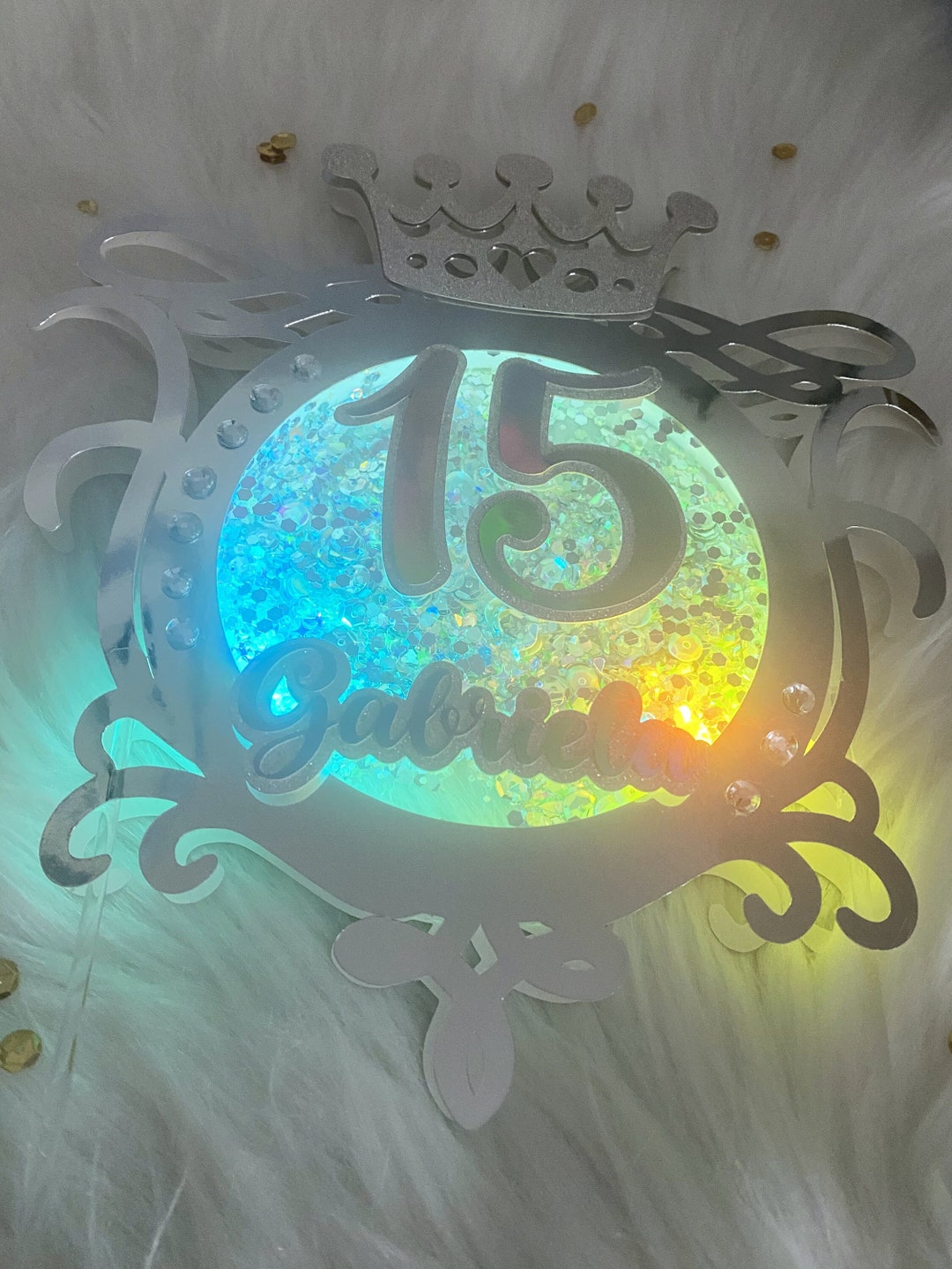 Cake Topper With Crown Silberner Kuchenaufsatz Glänzender Aufsatz ...