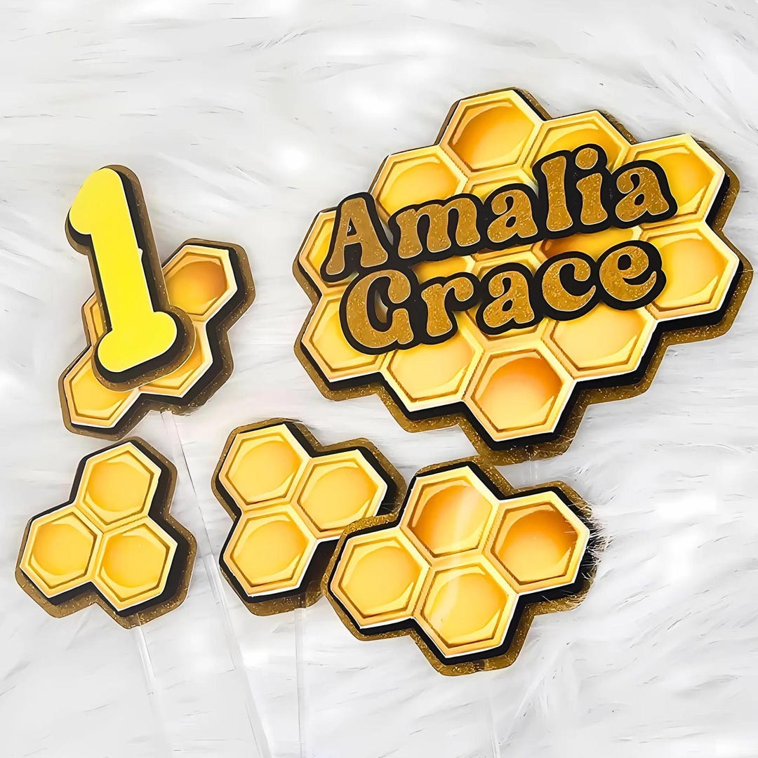 Honeycomb Cake Topper, Bee Cake Decoration, Honeycomb Cake Decor, Cake ...