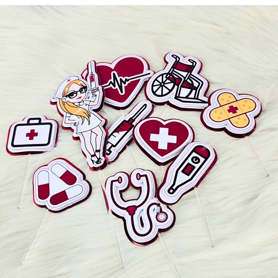Nurse Themed Cake Topper First Aid and Medical Cupcake Medical Cake ...