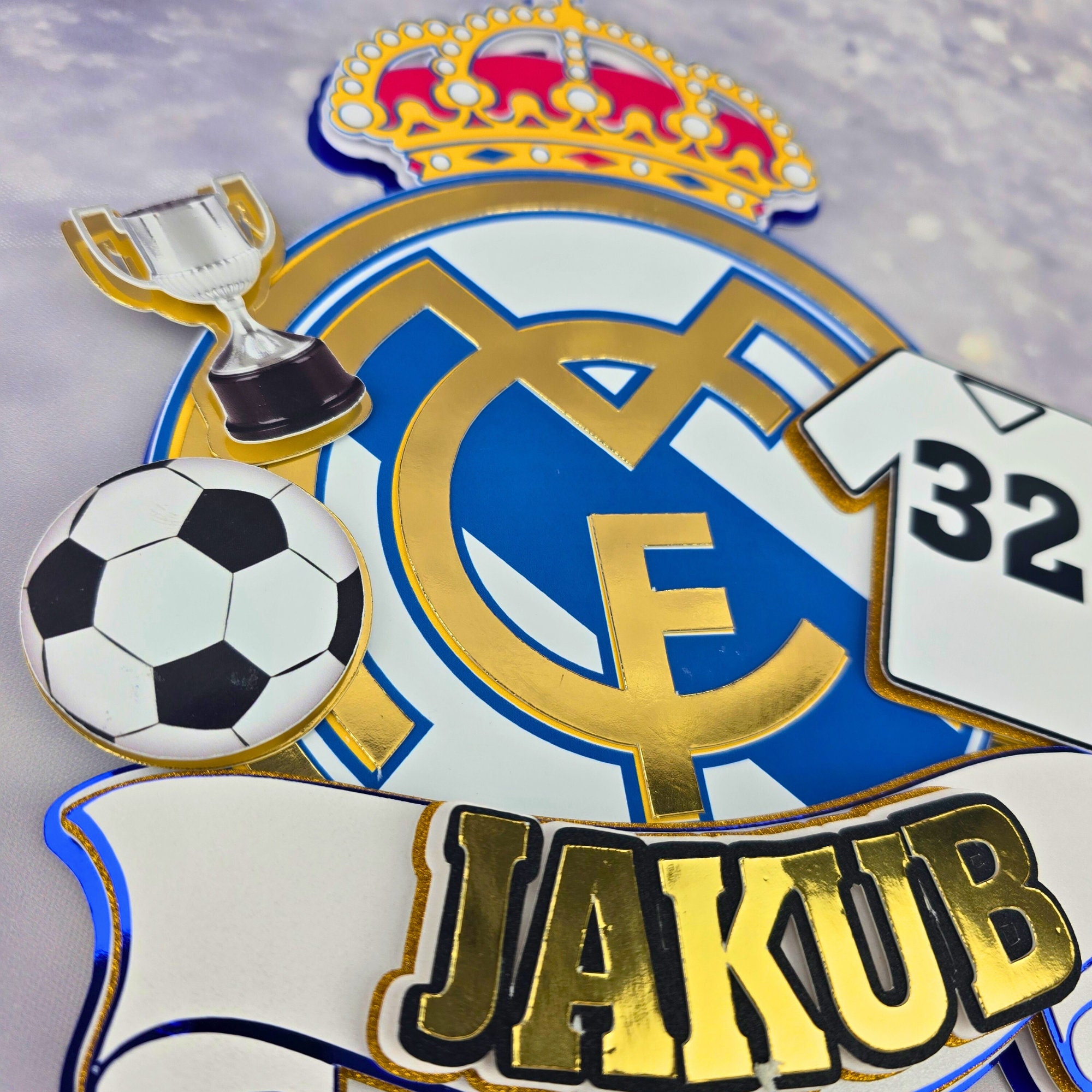 Real Cake Topper, Soccer Cake Topper Decoration, Madrid Fan Cake Design ...
