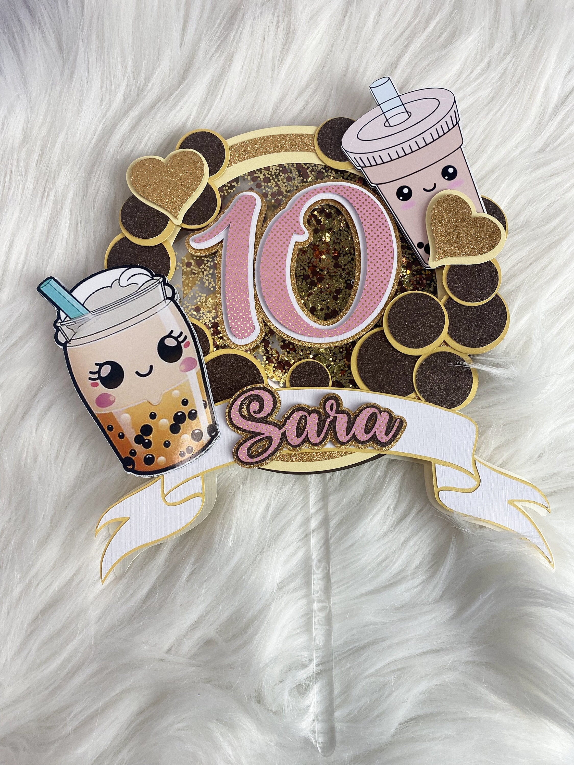 Bubble Tea Cake Topper, Motiv Tortendekoration Im Kawaii, Dekoration ...
